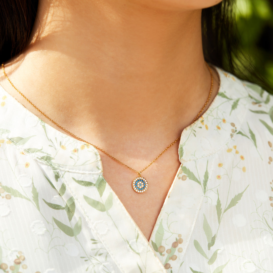 Evil Eye Disc Pendant Necklace-unitmotor™