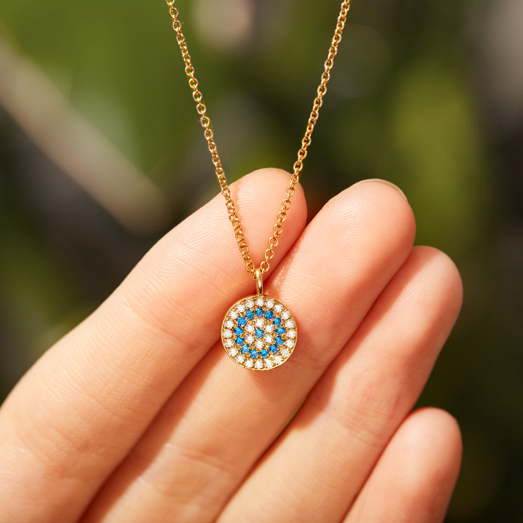 Evil Eye Disc Pendant Necklace-unitmotor™