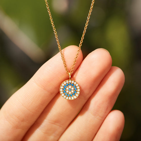 Evil Eye Disc Pendant Necklace-unitmotor™