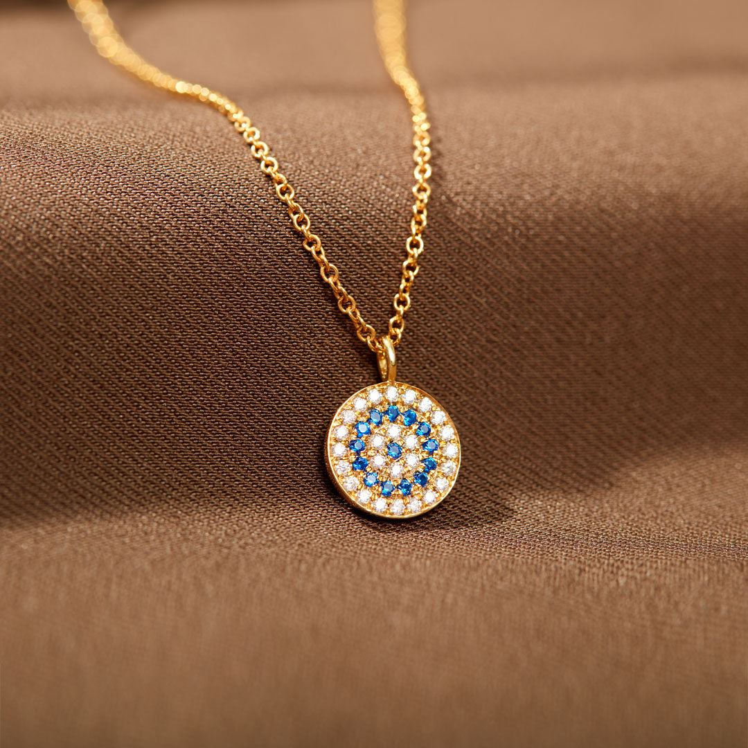 Evil Eye Disc Pendant Necklace-unitmotor™